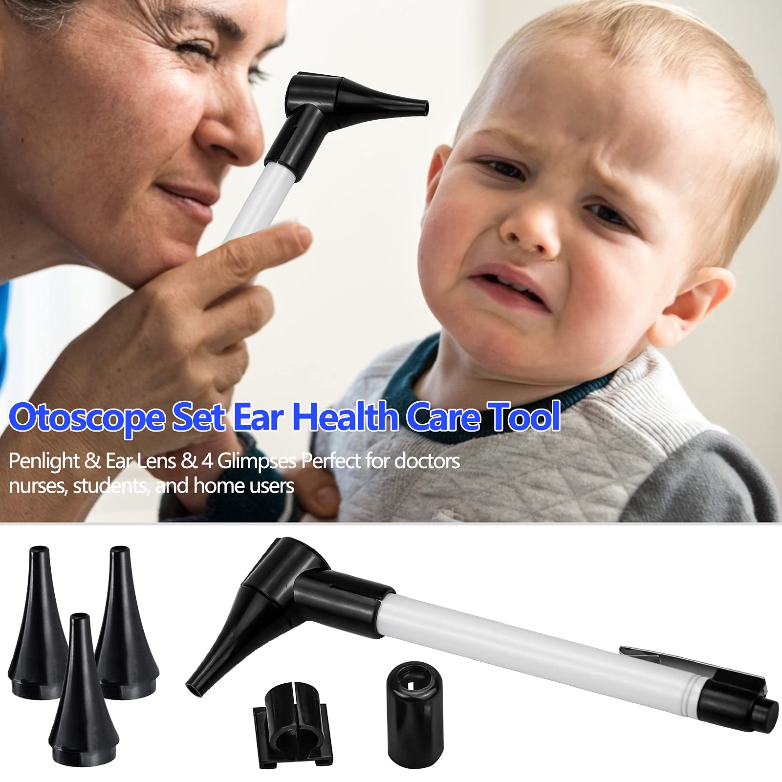 Ear Light Otoscope, Portable HD Ear Microscope, Diagnostic Penlight ...