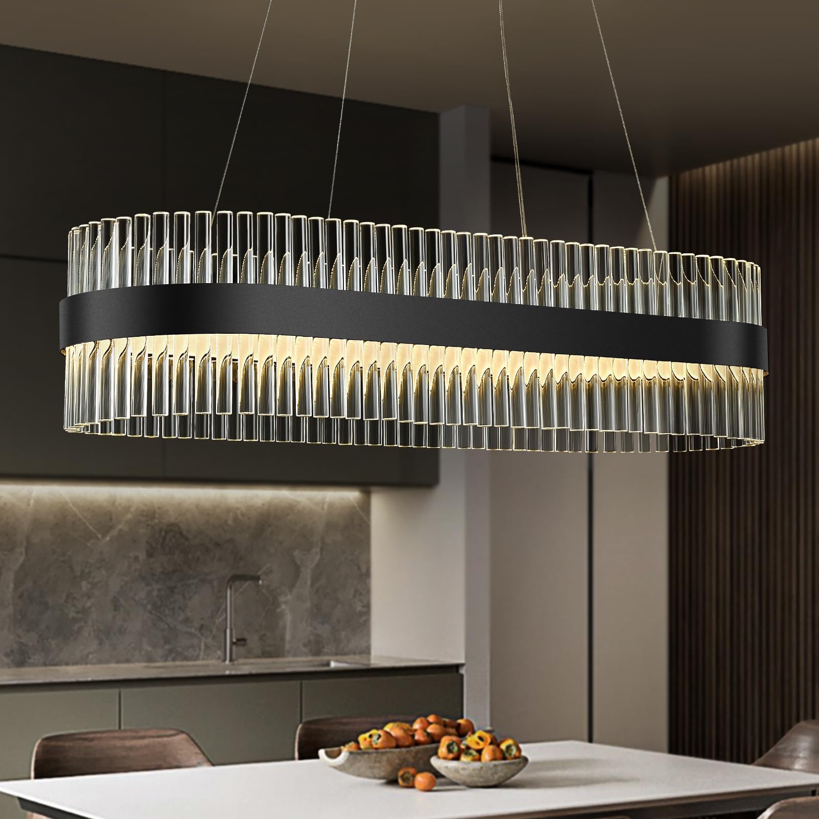 SHAOCHIAO Modern Crystal Chandelier, Dimmable Chandelier Light Fixture ...