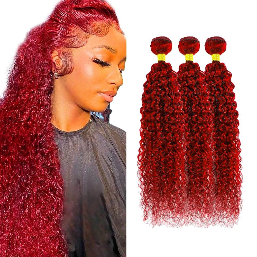 Amazon.com : 16 18 20 Inch Red Kinky Curly Bundles Fire Red Bundles ...