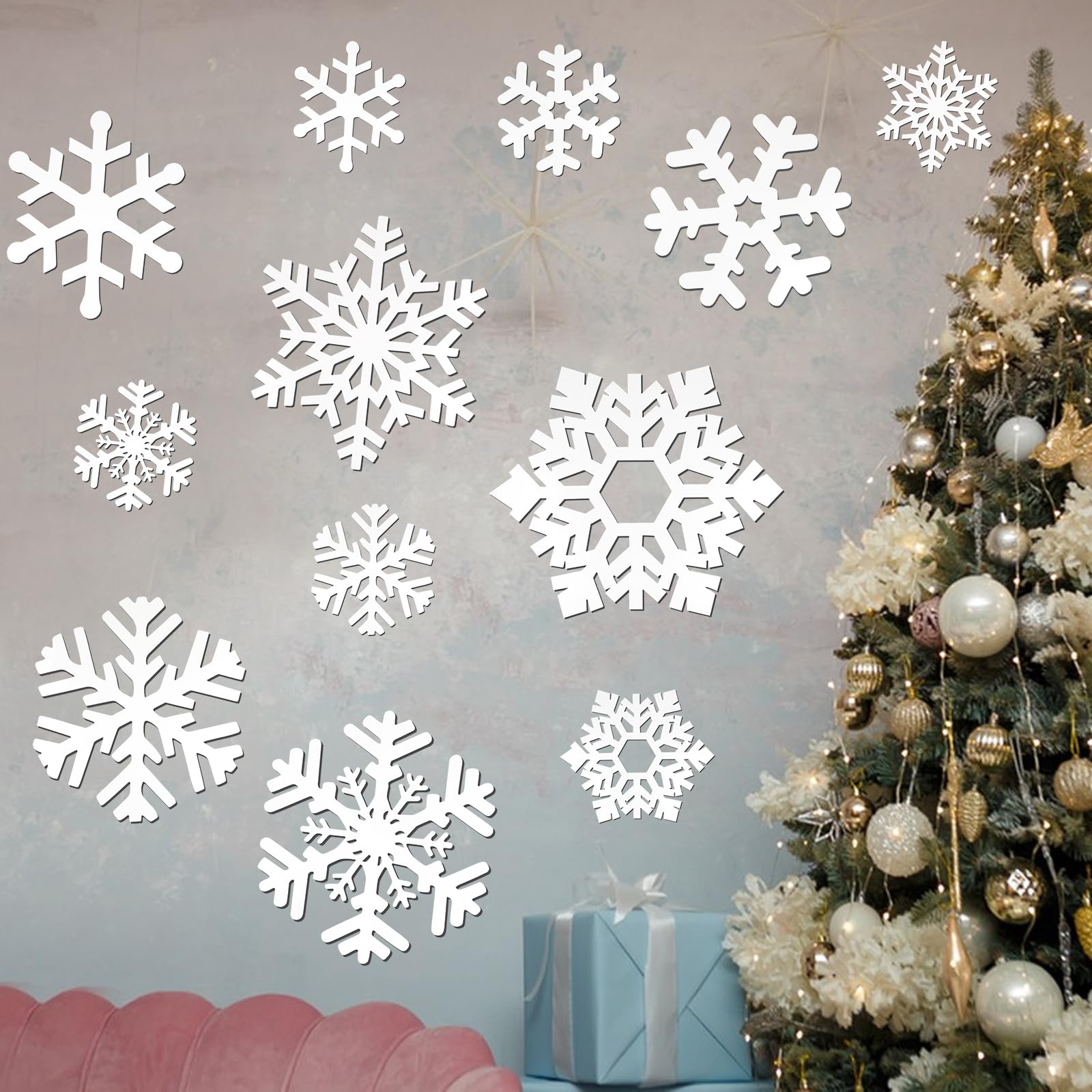 Amazon.com: DETENE 12 Pieces Christmas Snowflakes Decorations White ...