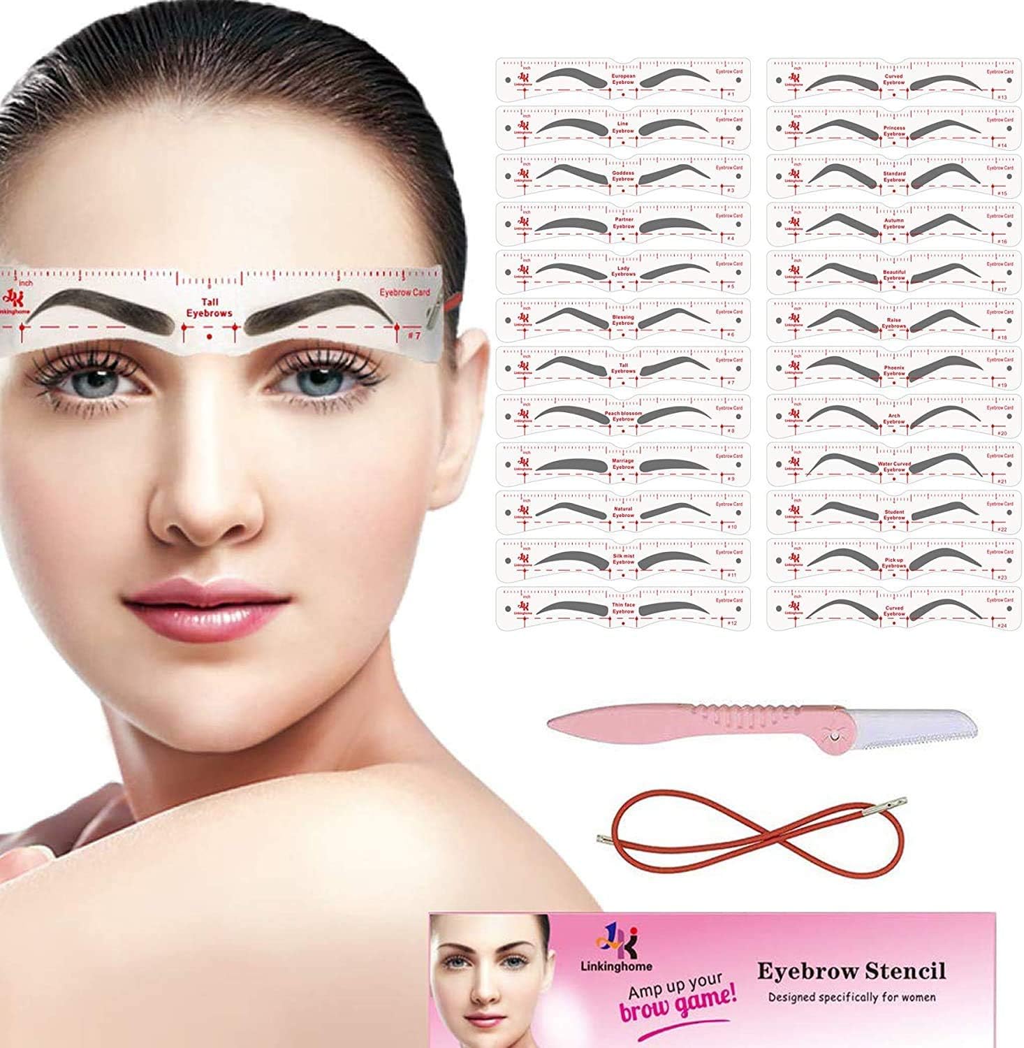 Amazon.com : Eyebrow Stencil, 24 Eyebrow Shaper Kit, Reusable Eyebrow ...