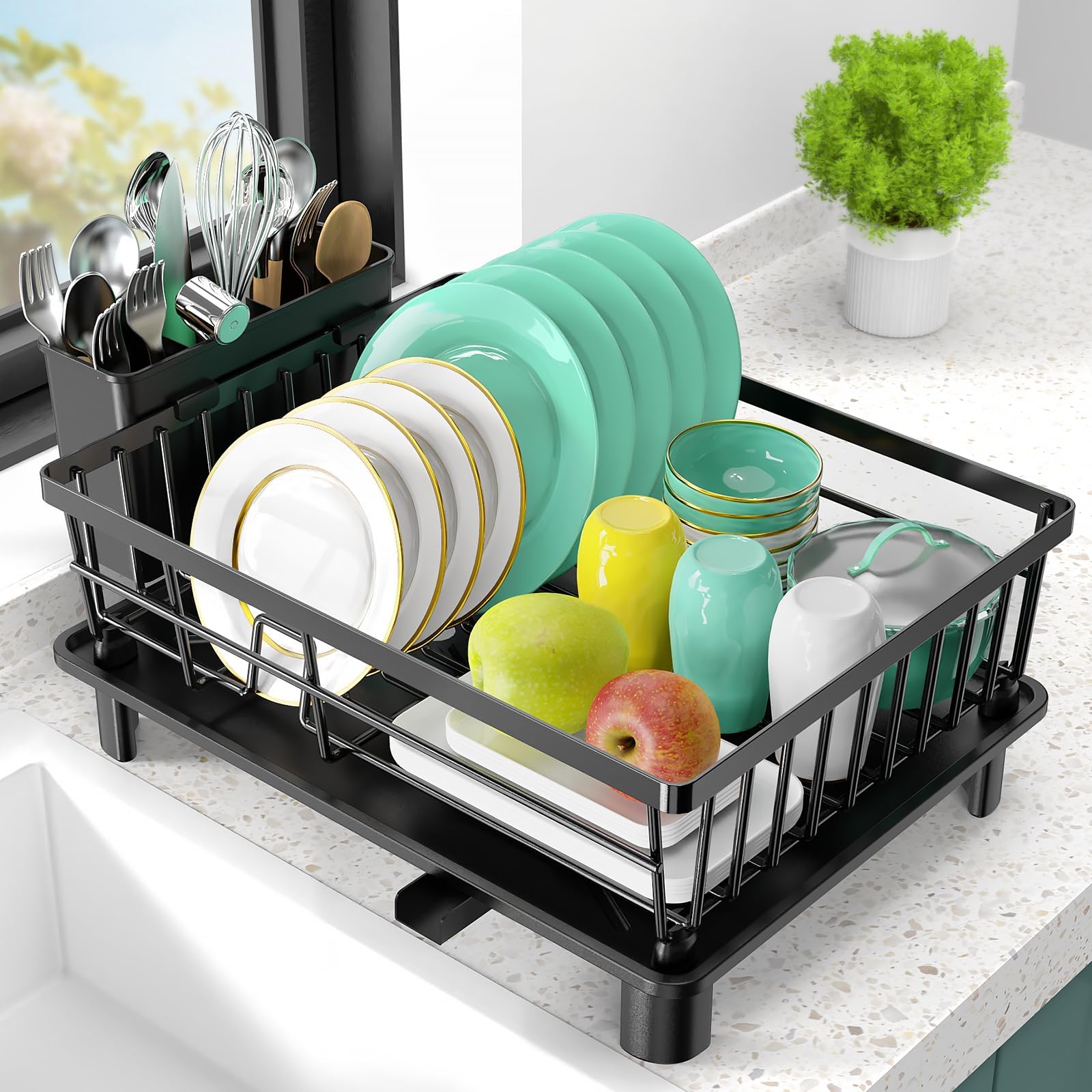 Amazon.com - POKIPO Dish Drying Rack, 2-Tier Rack with Drainboard Set ...