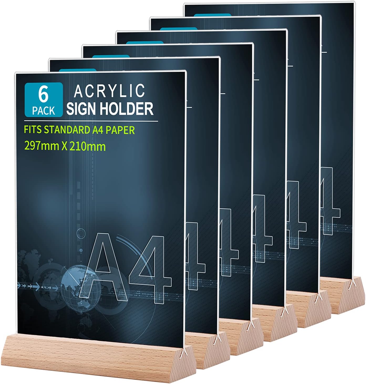 RAYNEAY A4 Acrylic Sign Holder, 6 Pack T-Shape A4 Perspex Display Stand ...