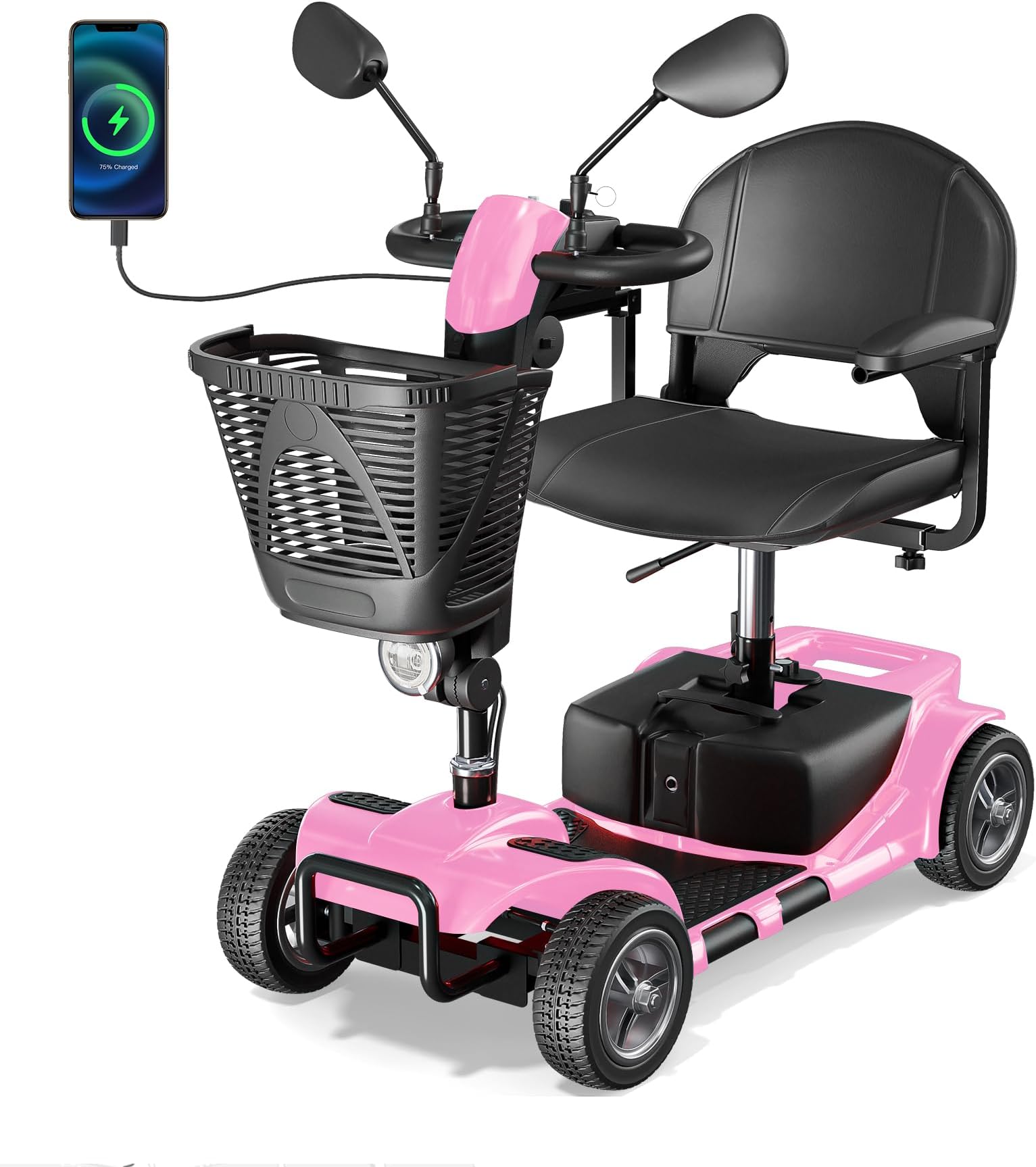 Amazon.com: Vive 4 Wheel Mobility Scooter - Electric Powered Wheelchair ...