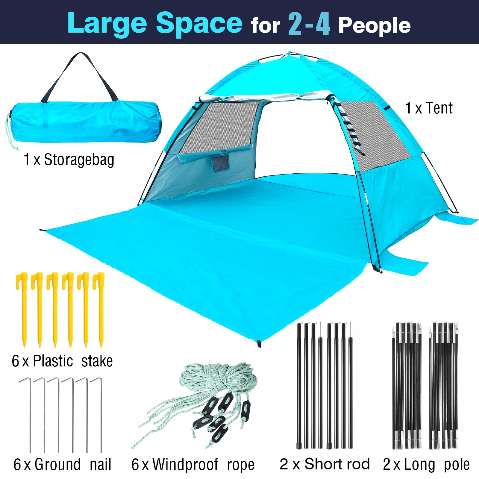 Snapklik.com : DLUCKY Beach Tent For 1-2-3 Person,Anti-UV Portable Sun ...