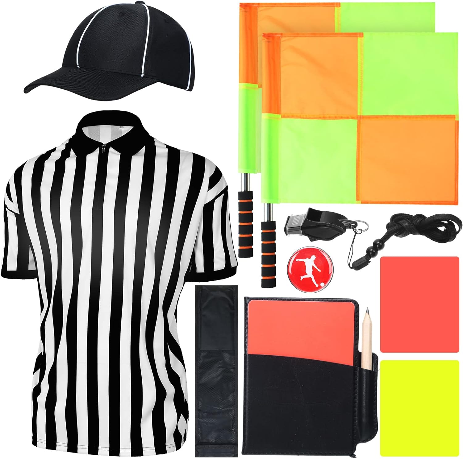 Amazon.com: Kit de 6 piezas de camiseta oficial de árbitro para hombre ...