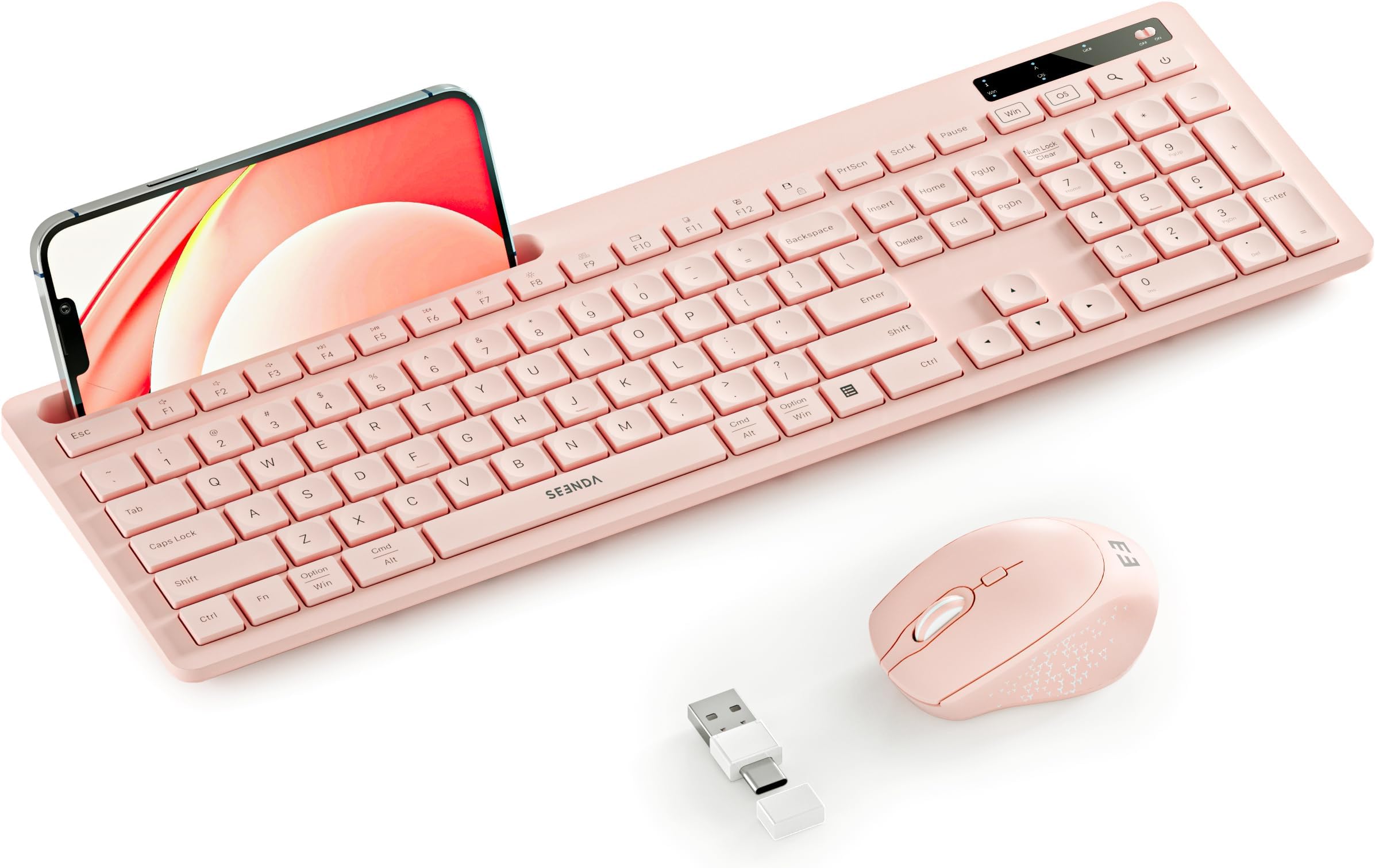 Amazon.com: Wireless Keyboard and Mouse Combo with Phone Tablet Holder ...