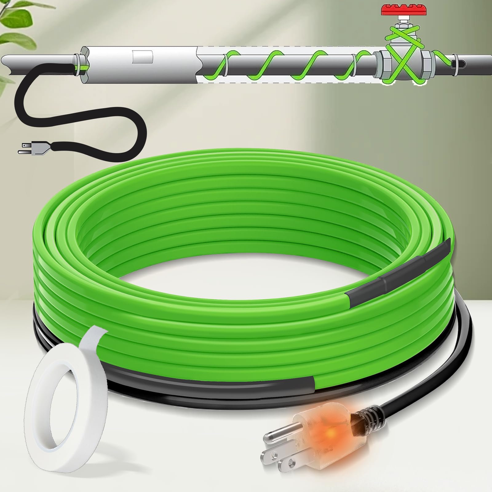 MAXKOSKO 12 Feet Pipe Heat Cable for Water Pipe Freeze Protection, Self ...