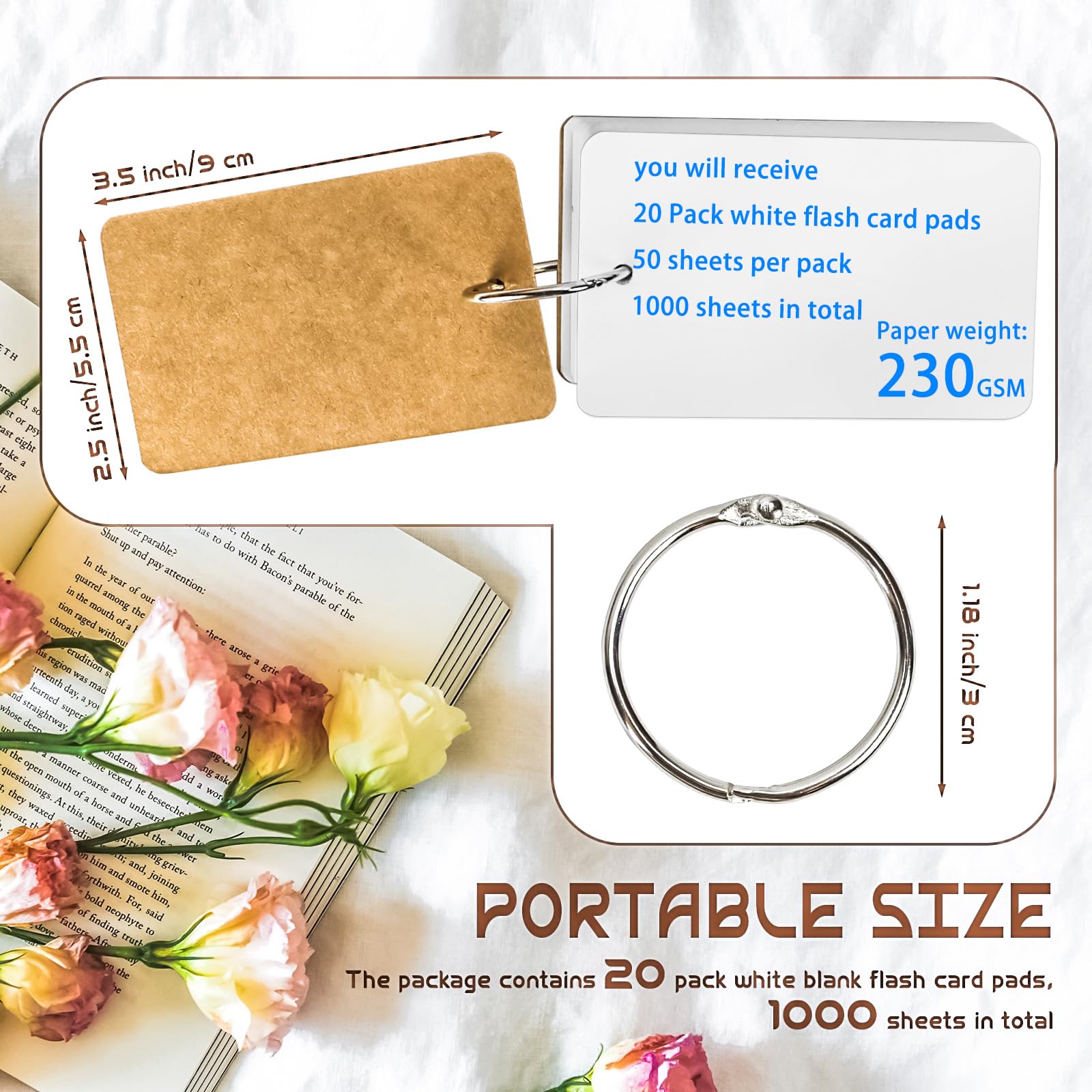 Snapklik.com : MotBach 1000 Pcs Flash Cards 2x3 Inch Index Cards