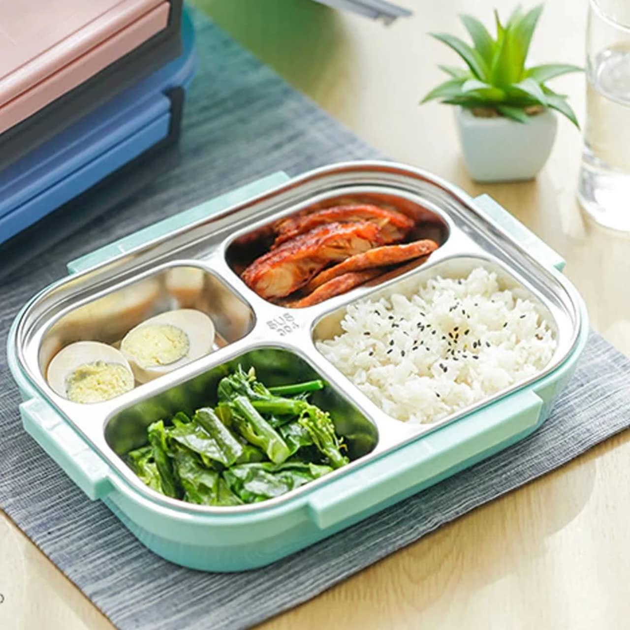 Buy Stainless Steel Lunch Box with 4 Compartments. Stainless Steel ...