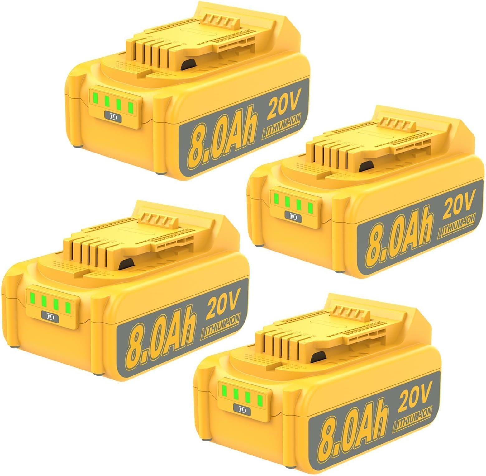 Amazon.com: JUNWOOD 4Pack Replacement for Dewalt 20v Battery 8000mAh ...