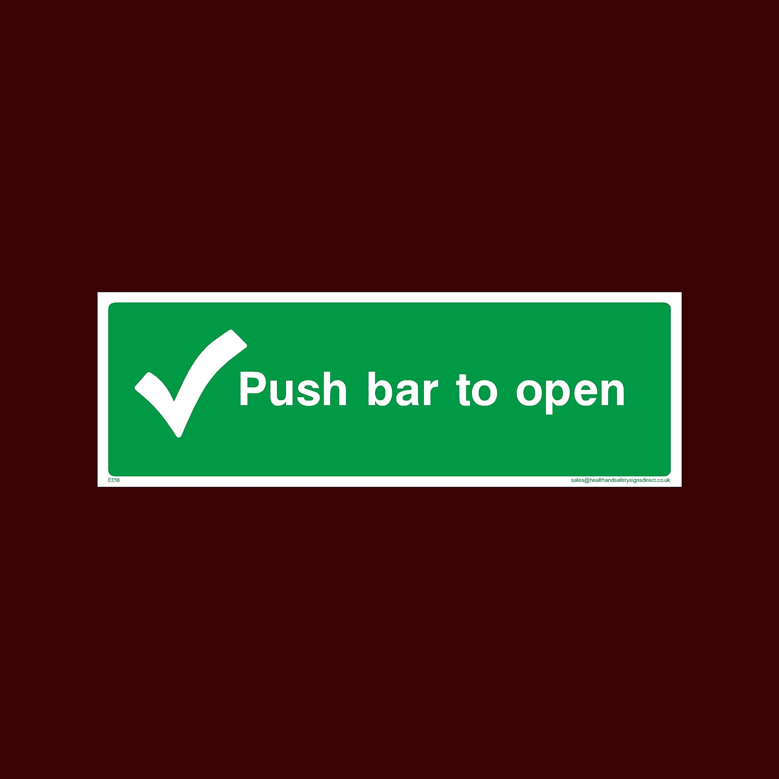 Buy Push bar to open (with tick) Plastic Sign - Fire, Push Bar/Pad ...