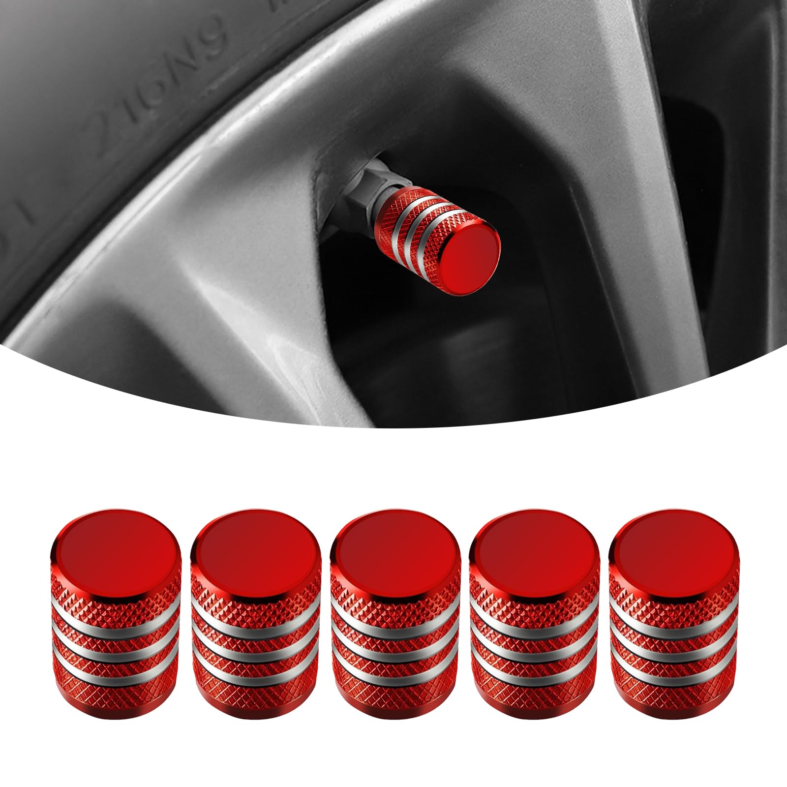 Tire Valve Stem Caps (5 Pack),Tire Air Cap Metal with Plastic Liner ...