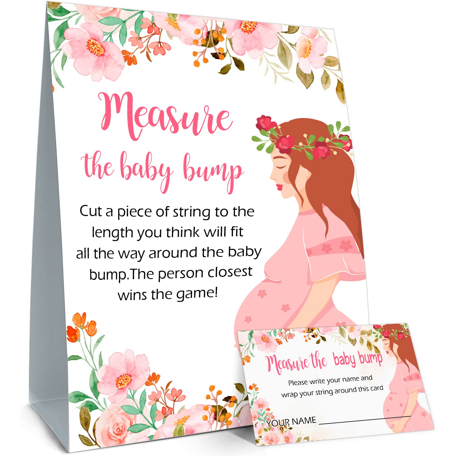 Measure Mommys Belly Sign Blush Pink Floral Baby Shower Sign ...