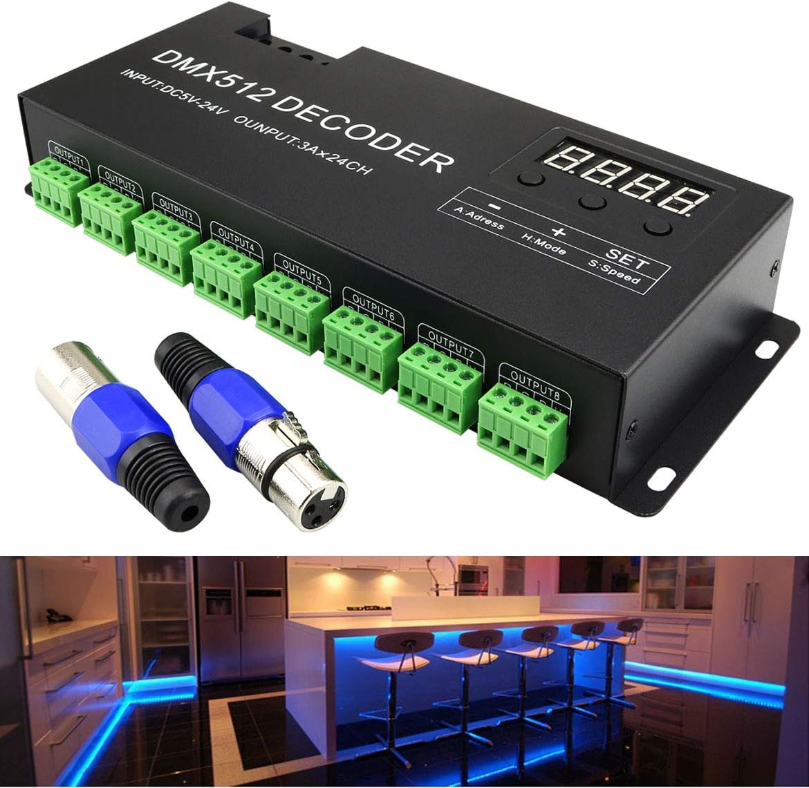 Amazon.com: 36 Channel DMX Decoder,72A RGBW led light dmx controller ...