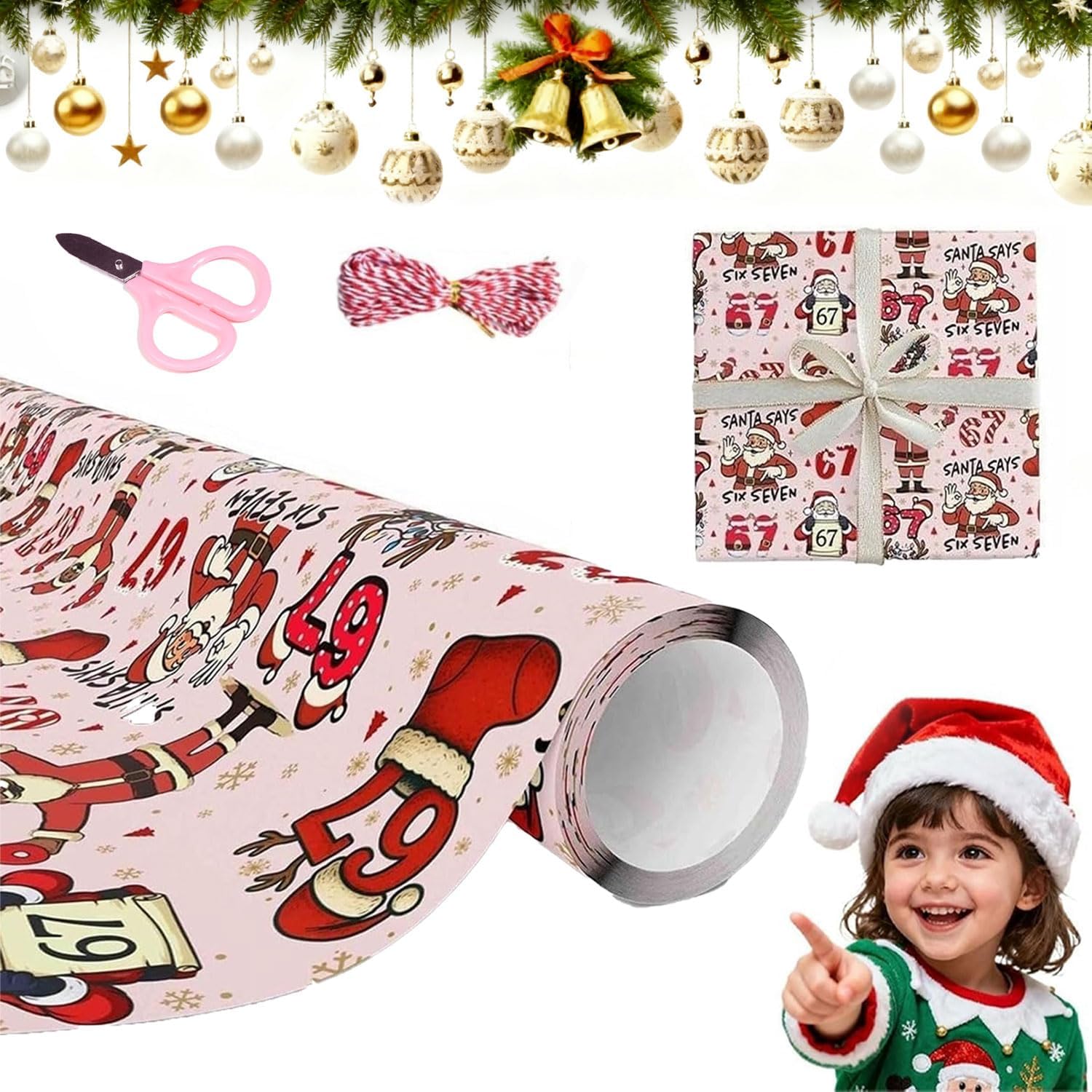 Amazon.com: 67 Meme Christmas Gift Wrap, Funny 6 7 Wrapping Paper ...