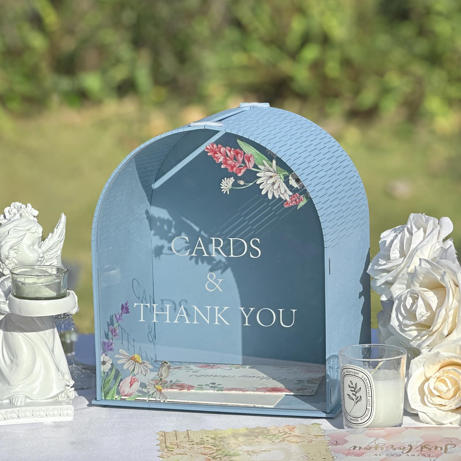 Amazon.com: OurWarm Wooden Wedding Card Box for Reception, Blue Gift ...