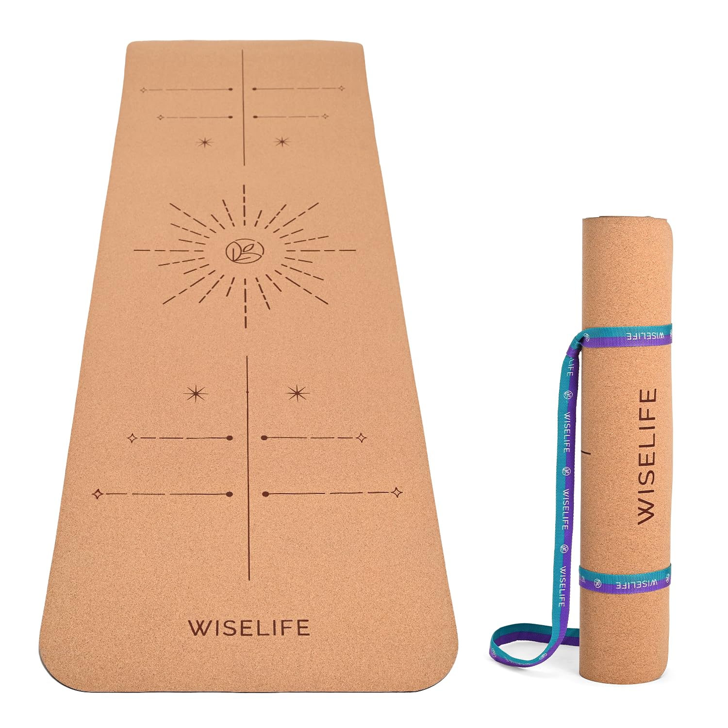 Wiselife Cork & TPE Yoga Mat + Carry Strap | Extra Thick Extra Long ...