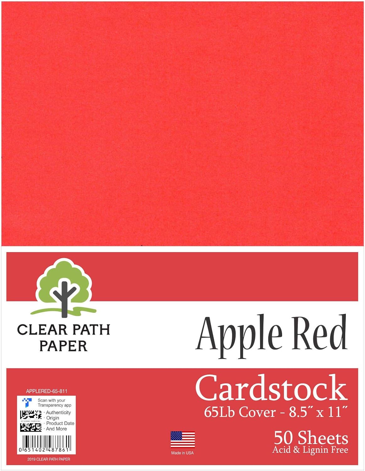 Apple Red Cardstock - 8.5 x 11 inch - 65lb Cover / 176gsm - 50 Sheets ...