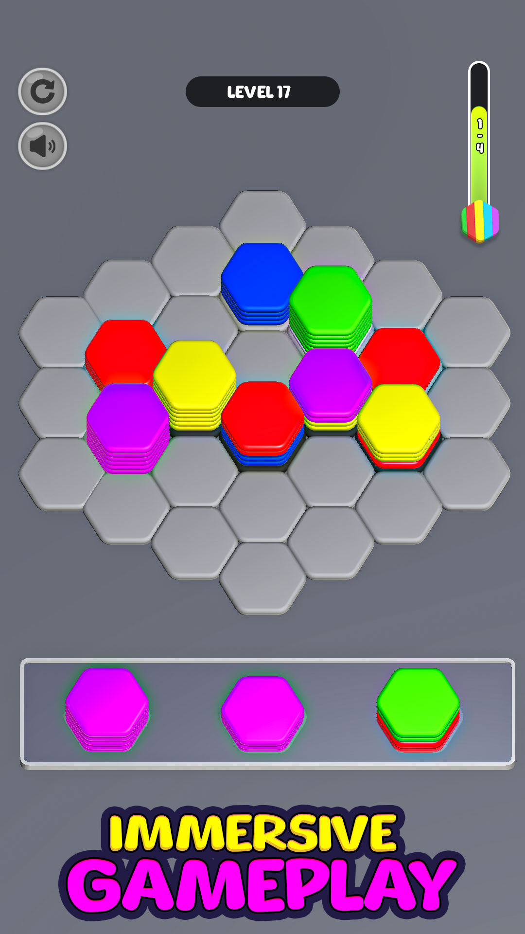 Hexa Sort Puzzle 3D Hexa Sorting Challenge! Hexa Sort Games Color Tiles Stack Hexa Sorting ...