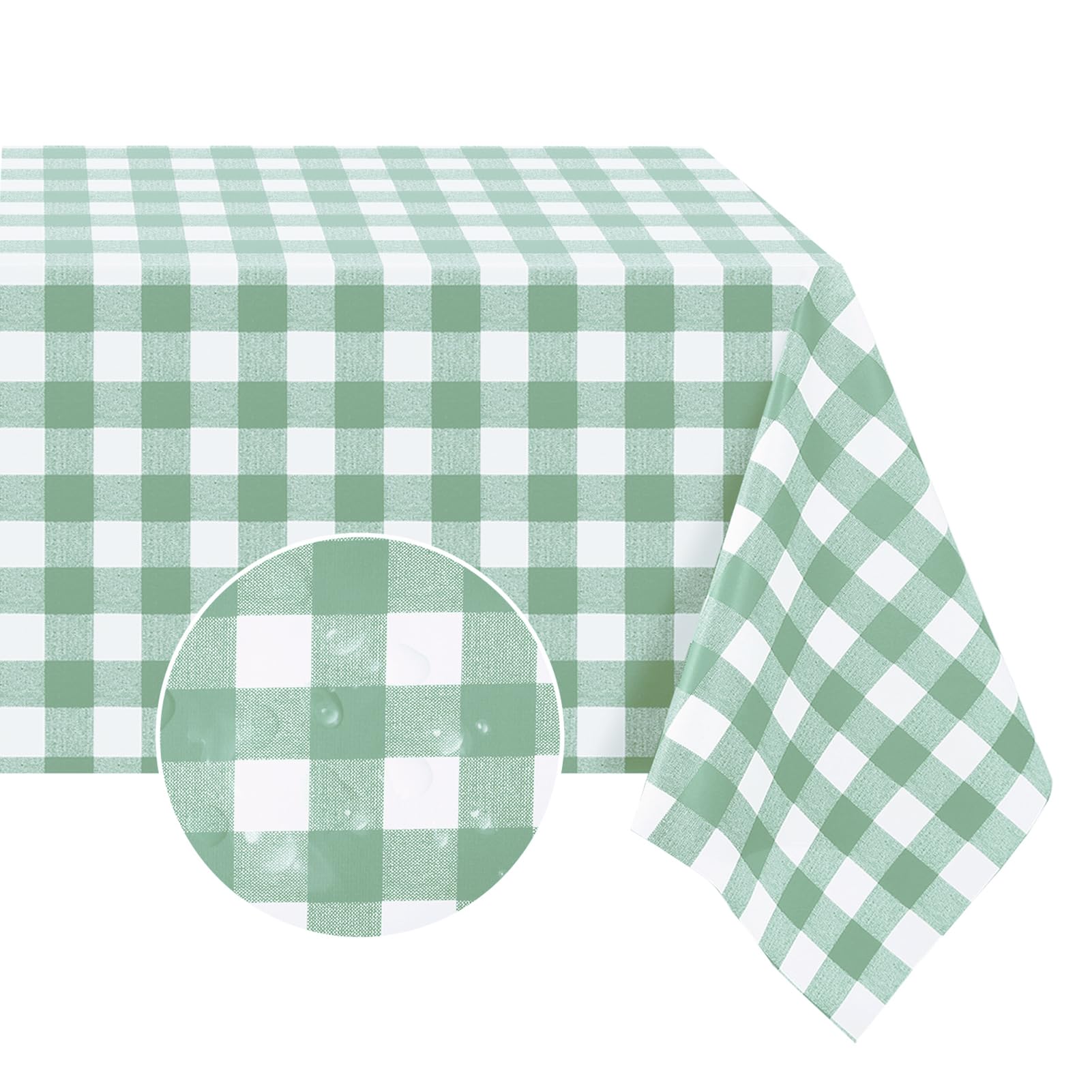 Romanstile Gingham plastic Tablecloths waterproof PVC Table Cloth Green ...