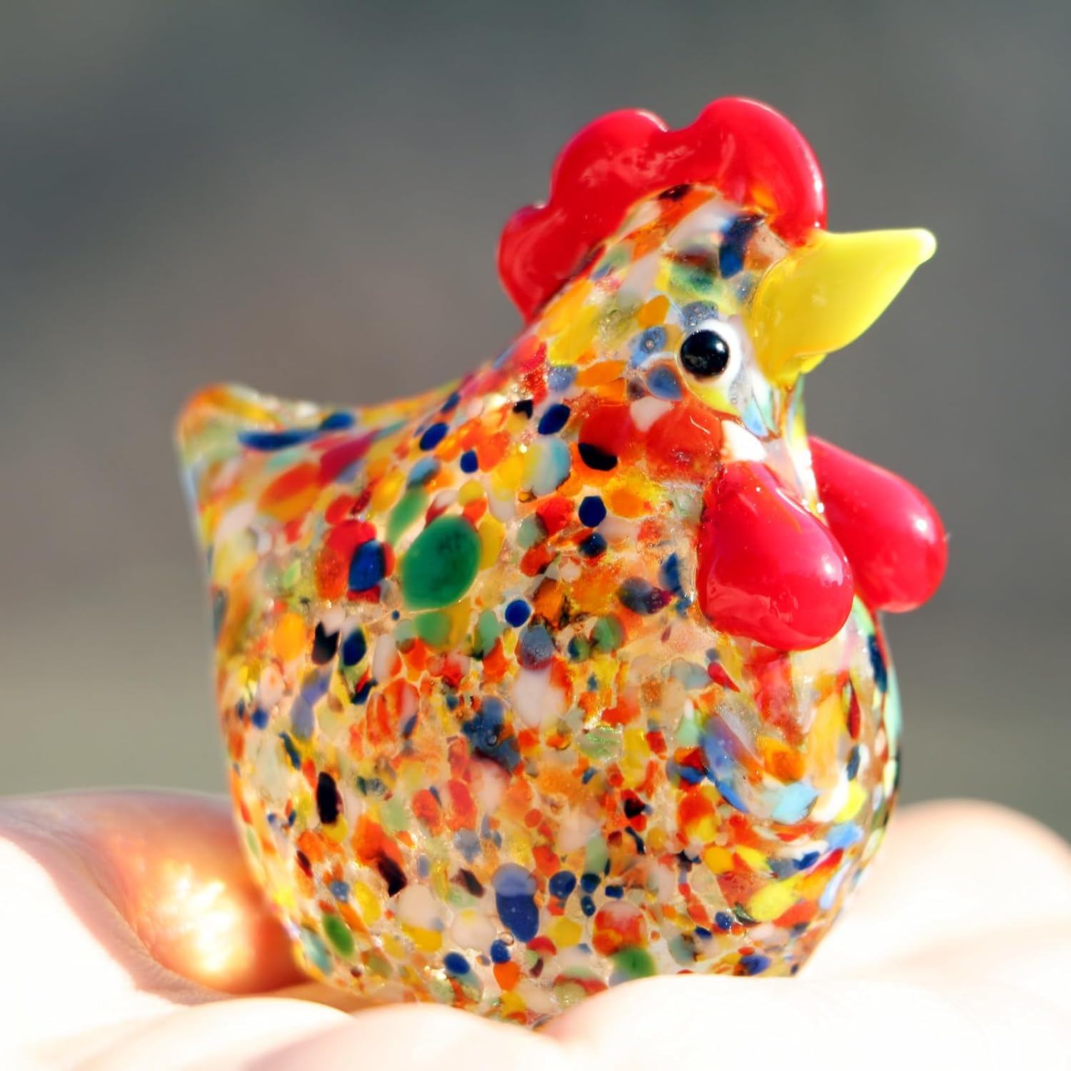 Amazon.com: Crystal Cute Mini Decor Glass Rooster Chicken Paperweight ...