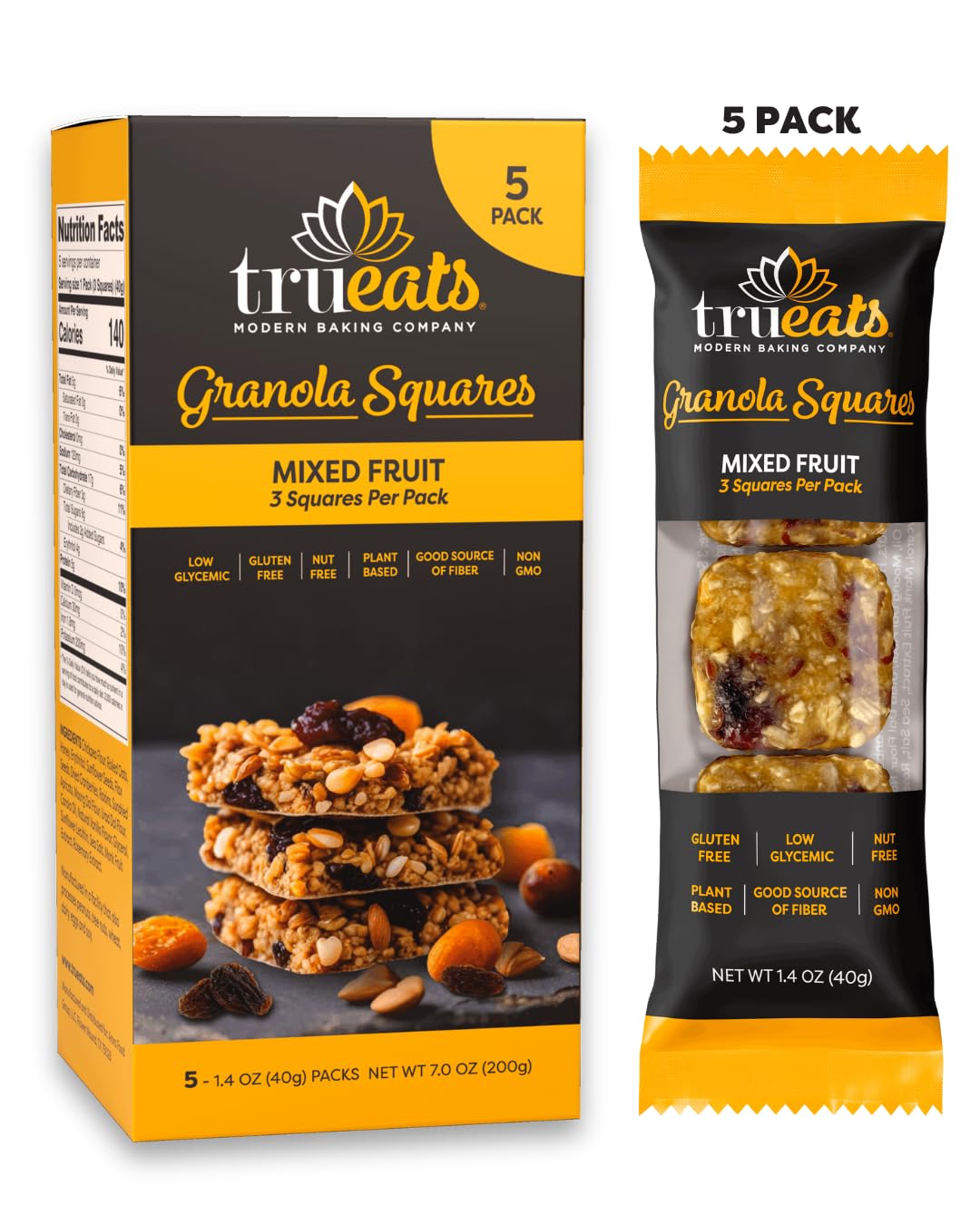 Amazon.com : TruEats Chewy Granola Squares - Mixed Fruit - Plant Based ...