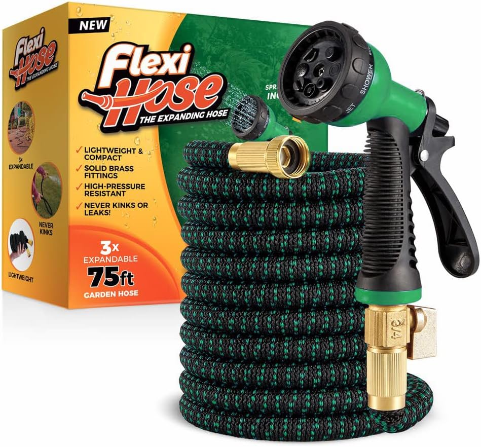 Amazon.com : Flexi Hose with 8 Function Nozzle, 75FT - Lightweight ...