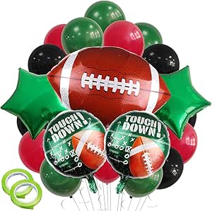 Amazon.com: 22 Pcs Football Balloons Set, Football Foil Balloons Black ...