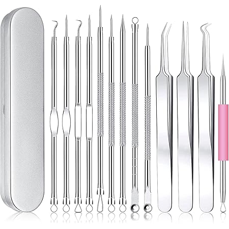 9 Mitesserentferner Pickel Ausdrücken Werkzeug + 4 Pinzetten Set + 2 ...