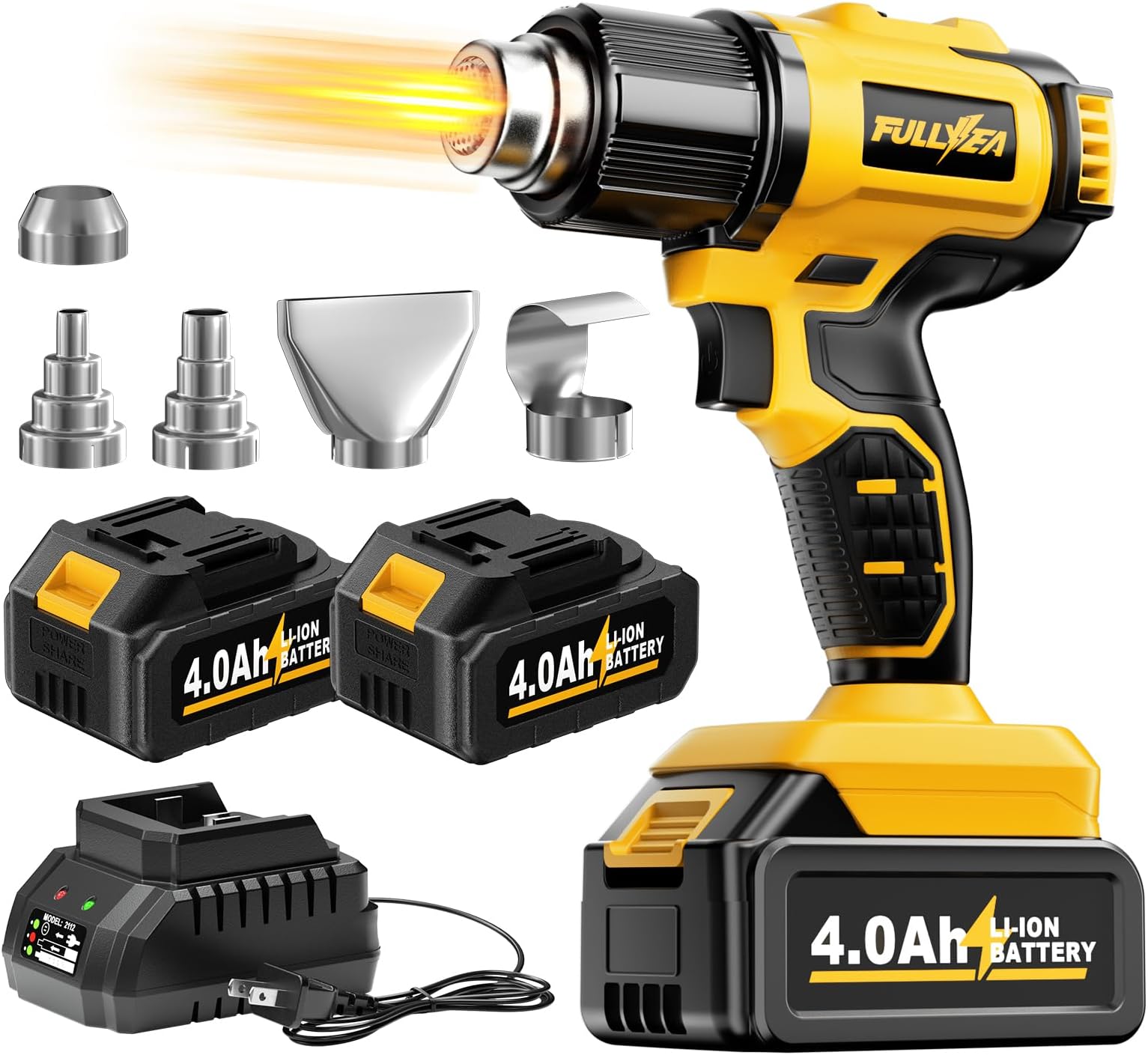 FULLYEA Cordless Heat Gun, 300℃-550℃ Fast Heating Gun Kit, 2 ...