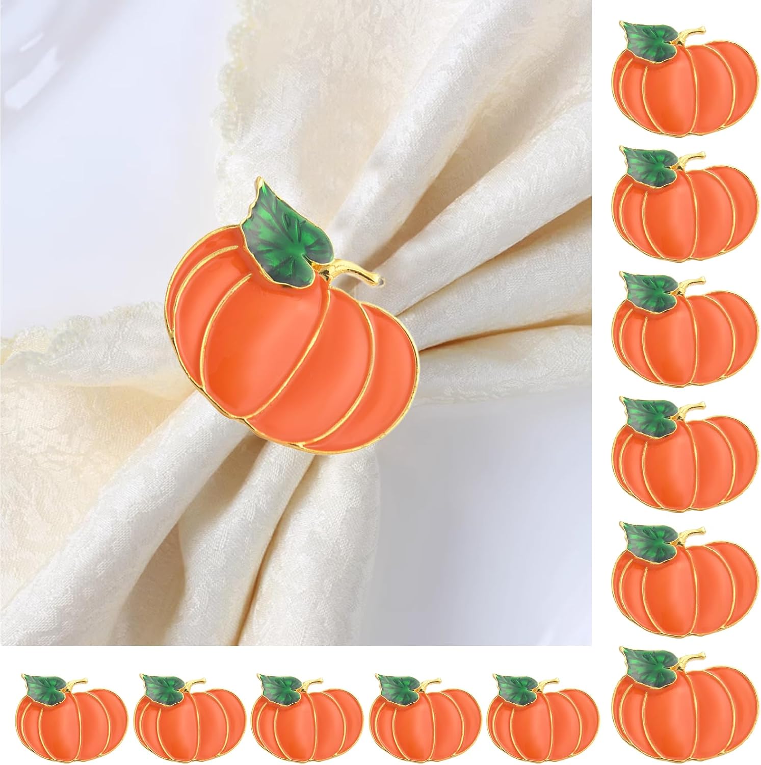 Amazon.com: Pumpkin Napkins Rings Set of 12, Thanksgiving Napkin Rings ...