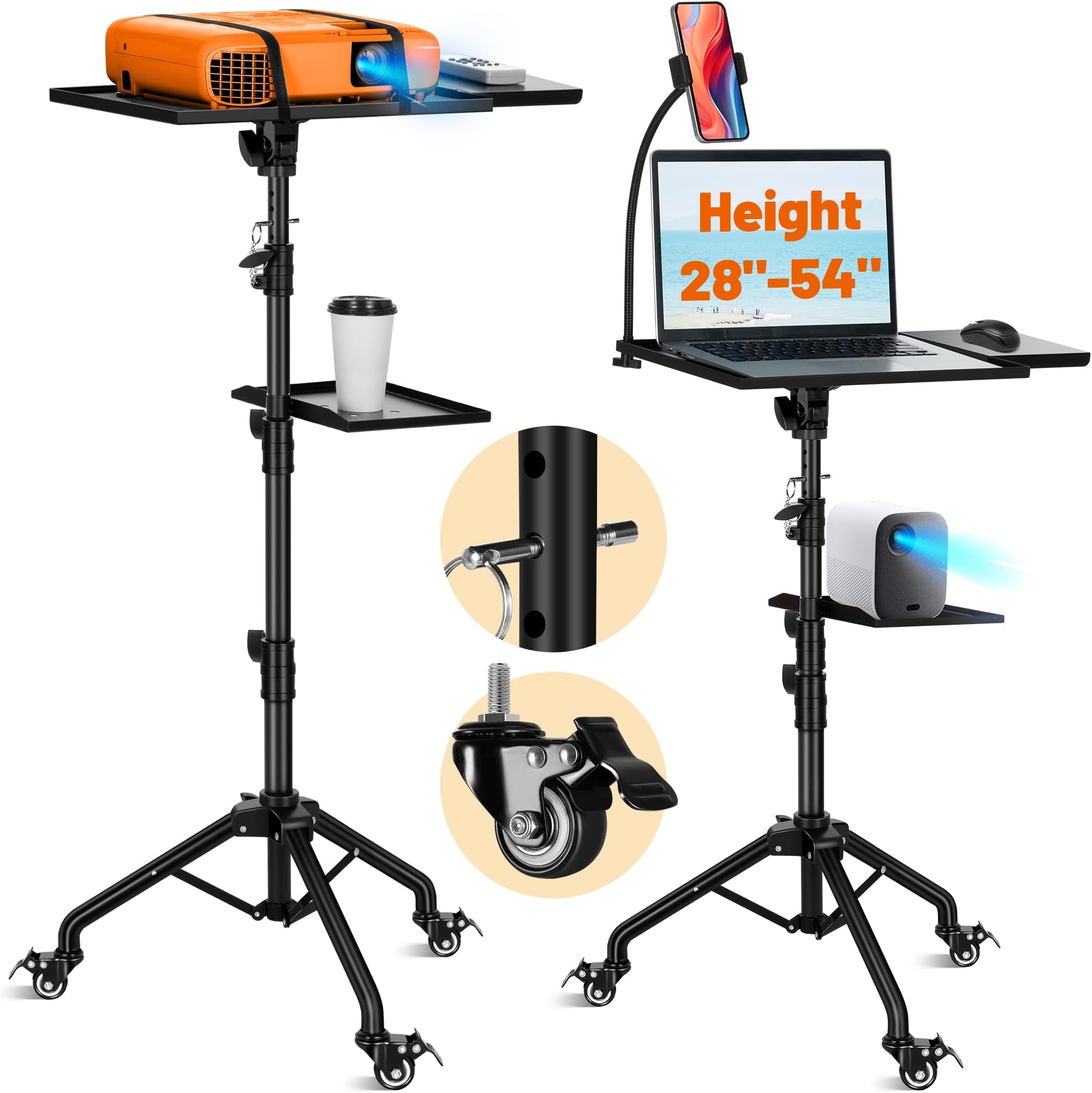 Amazon.com - VEVOR Projector Stand with Wheels, Projector Floor Stand ...