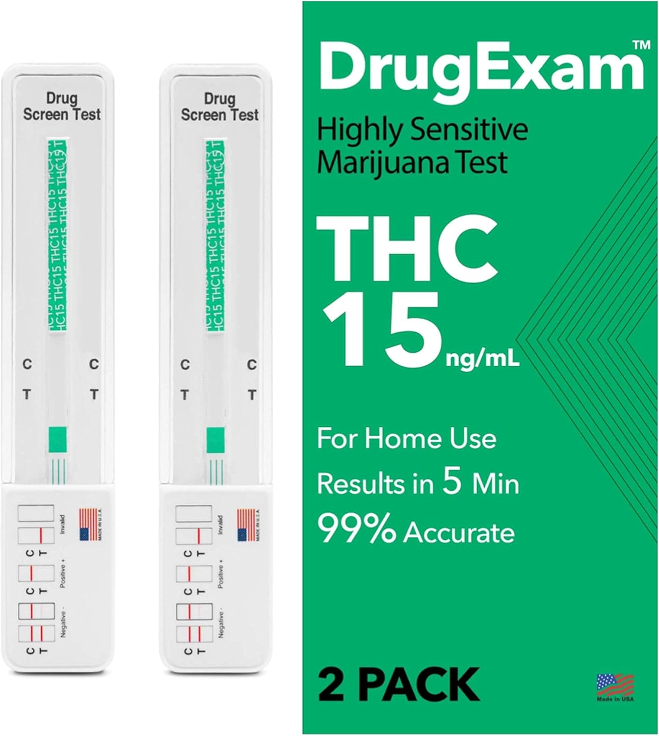 Amazon.com: 2 Pack - DrugExam Made in USA Most Sensitive Marijuana THC ...