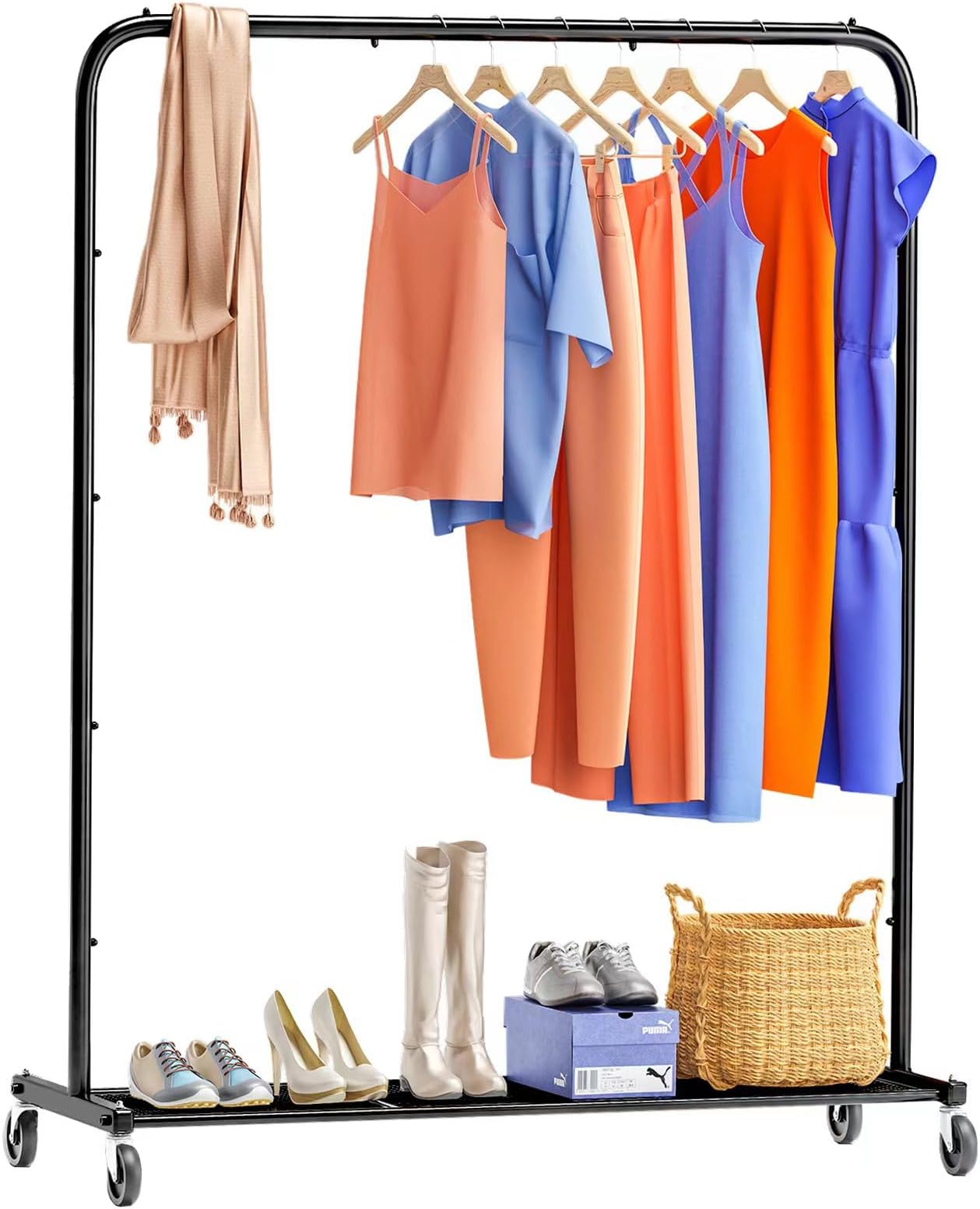 Amazon.com: Simple Trending Clothes Clothing Rack, Rolling Garment Rack ...