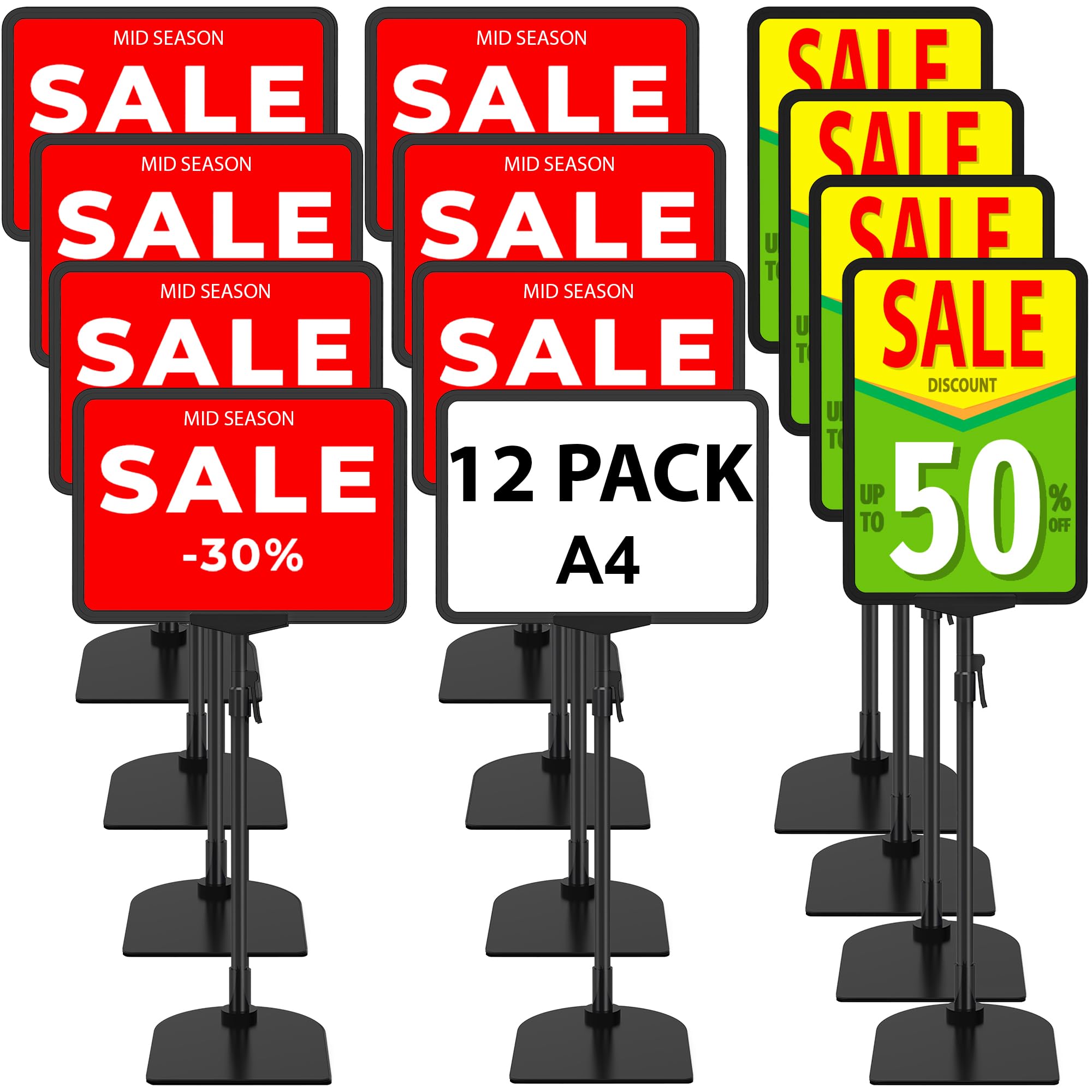 VAIIGO 12Pack Poster Stand Sign Stand A4 Tabletop Standing Sign Holder ...