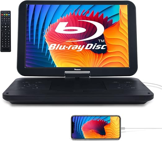 NAVISKAUTO 17.6“ Portable Blu Ray DVD Player with 15.4" HD Large Screen ...