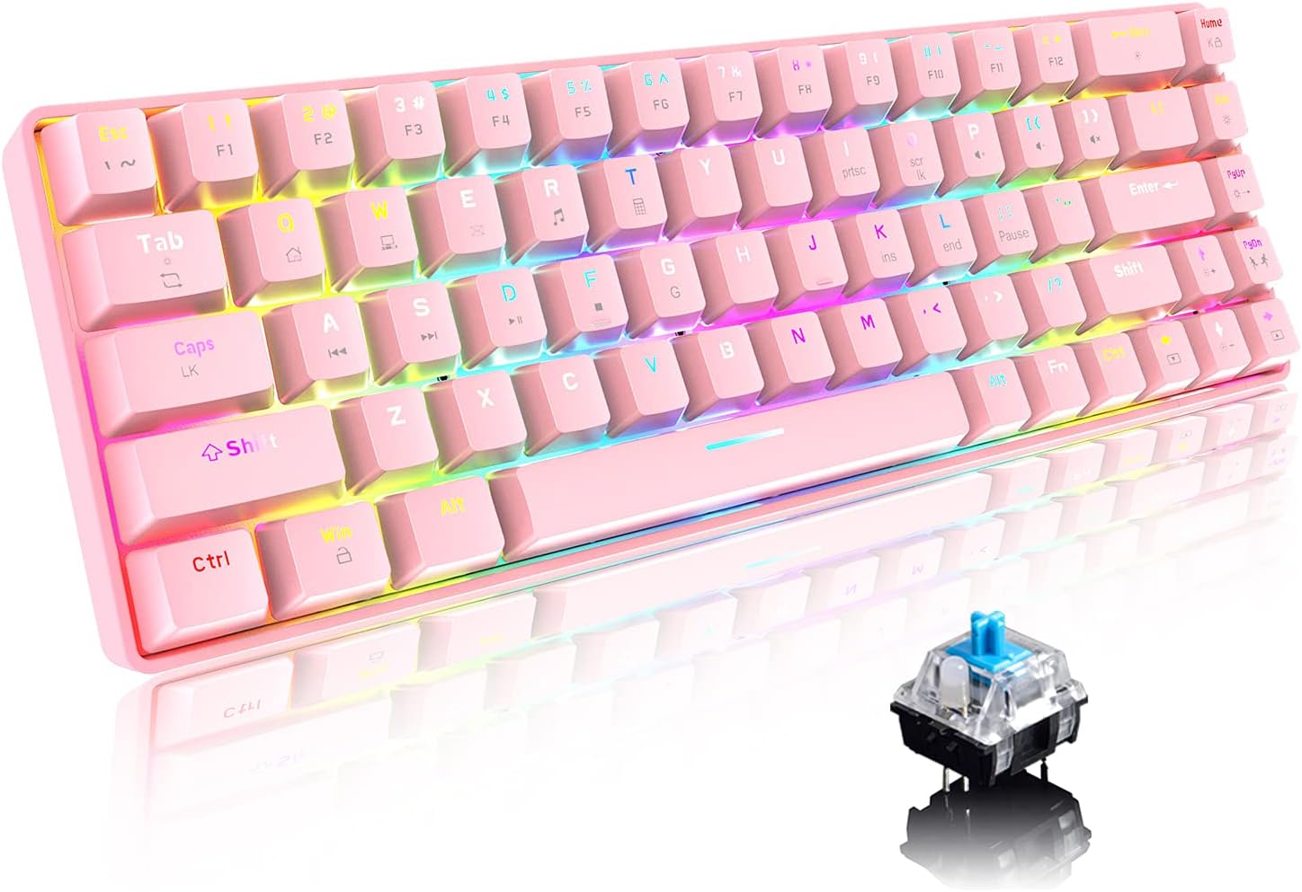 Amazon.com: T8 Upgraded 60% Mechanical Gaming Keyboard Compact Type C ...