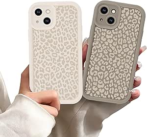 Amazon.com: Zrutru 2 Pack Leopard Print Phone Cases for iPhone 14 Leopard Cases for Women,Raised ...