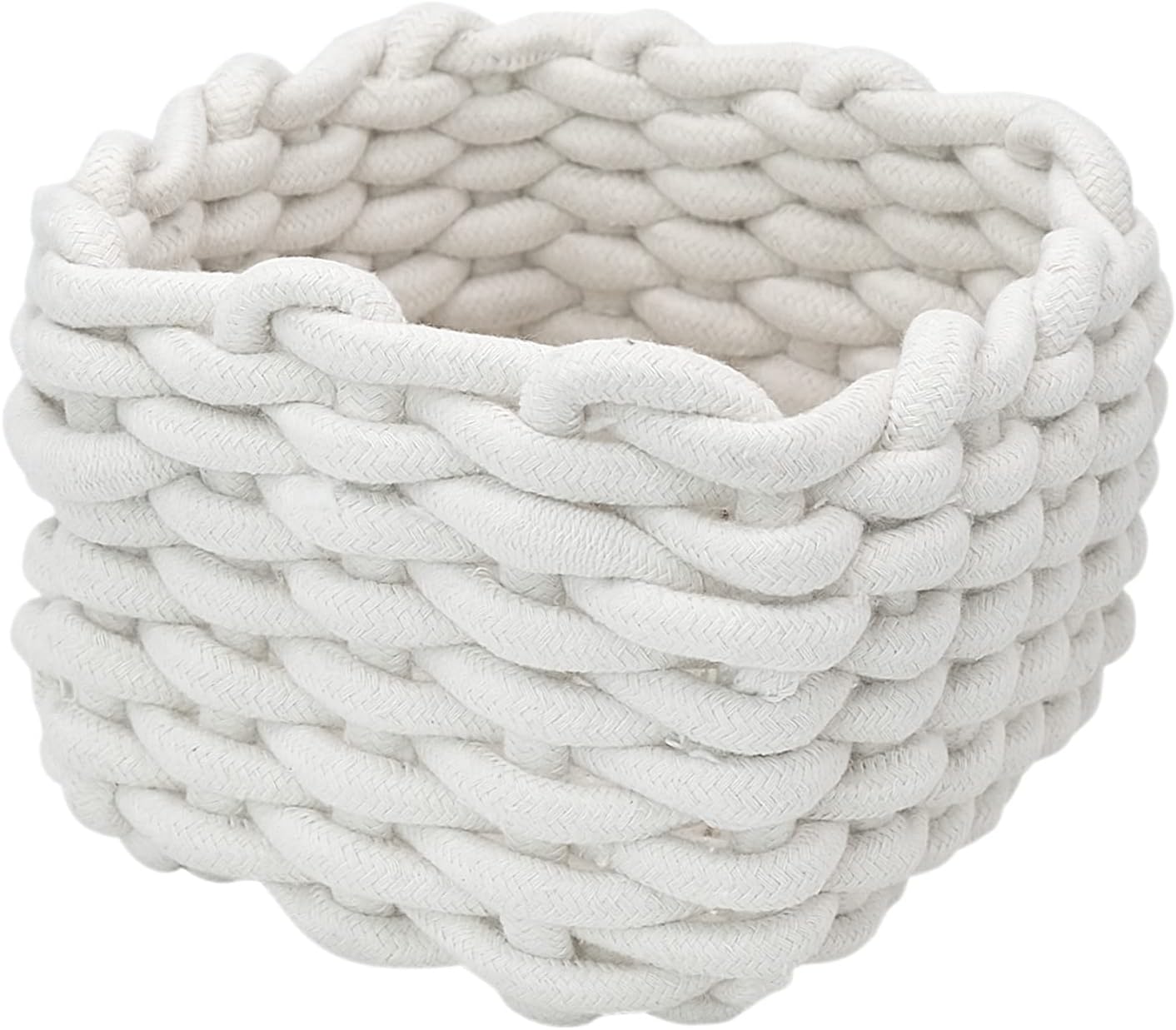 Sea Team 3-Pack Rectangle Woven Cotton Rope Storage Baskets with ...