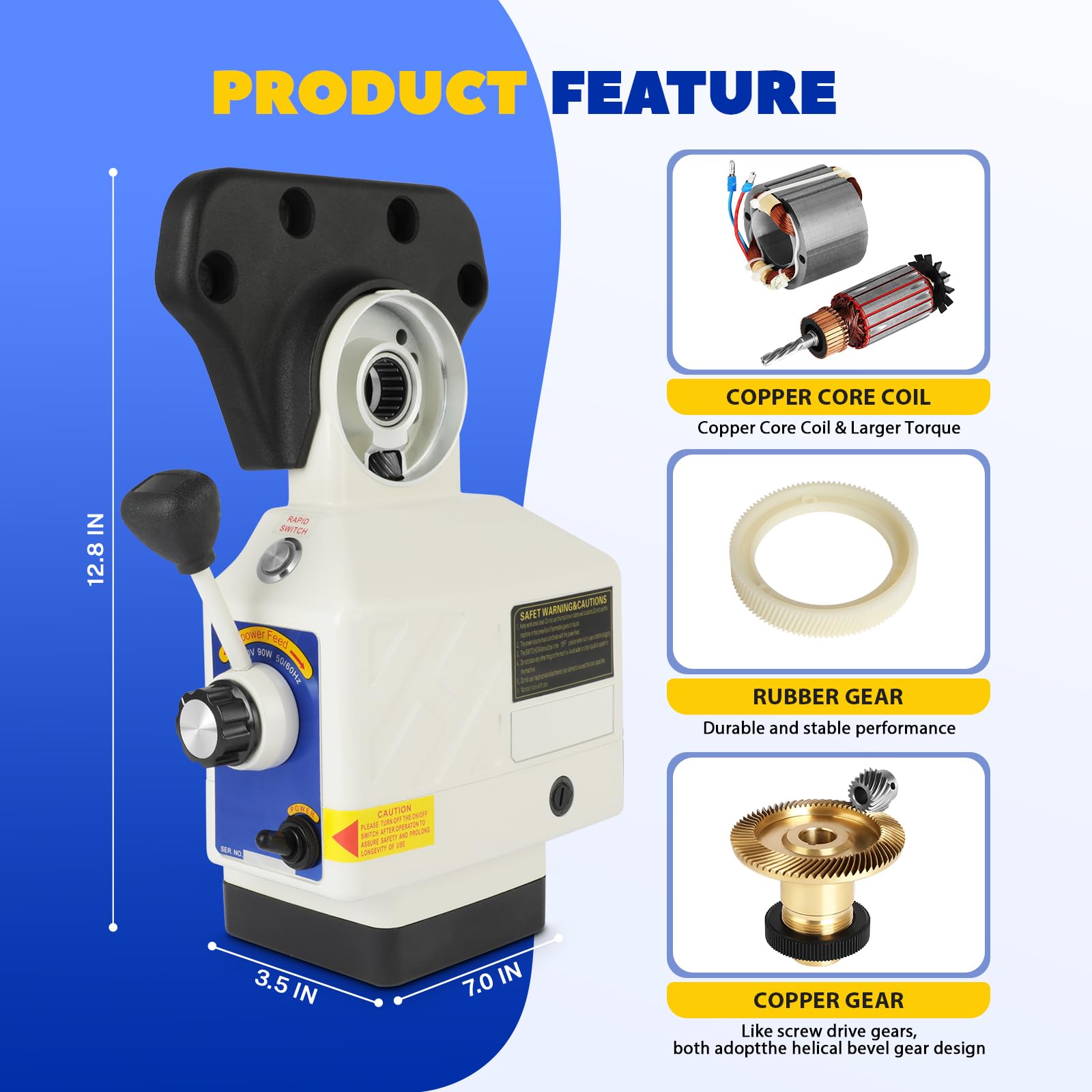 Snapklik.com : Power Feed X-Axis For Milling Machine, 450 In-lbs Torque ...