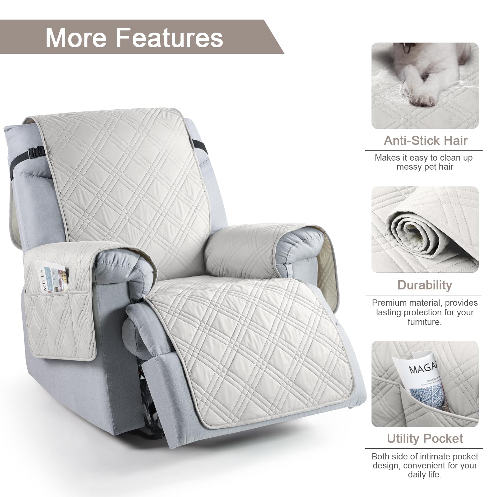 TAOCOCO 100% Waterproof Recliner Chair Cover, Small Recliner Covers for ...