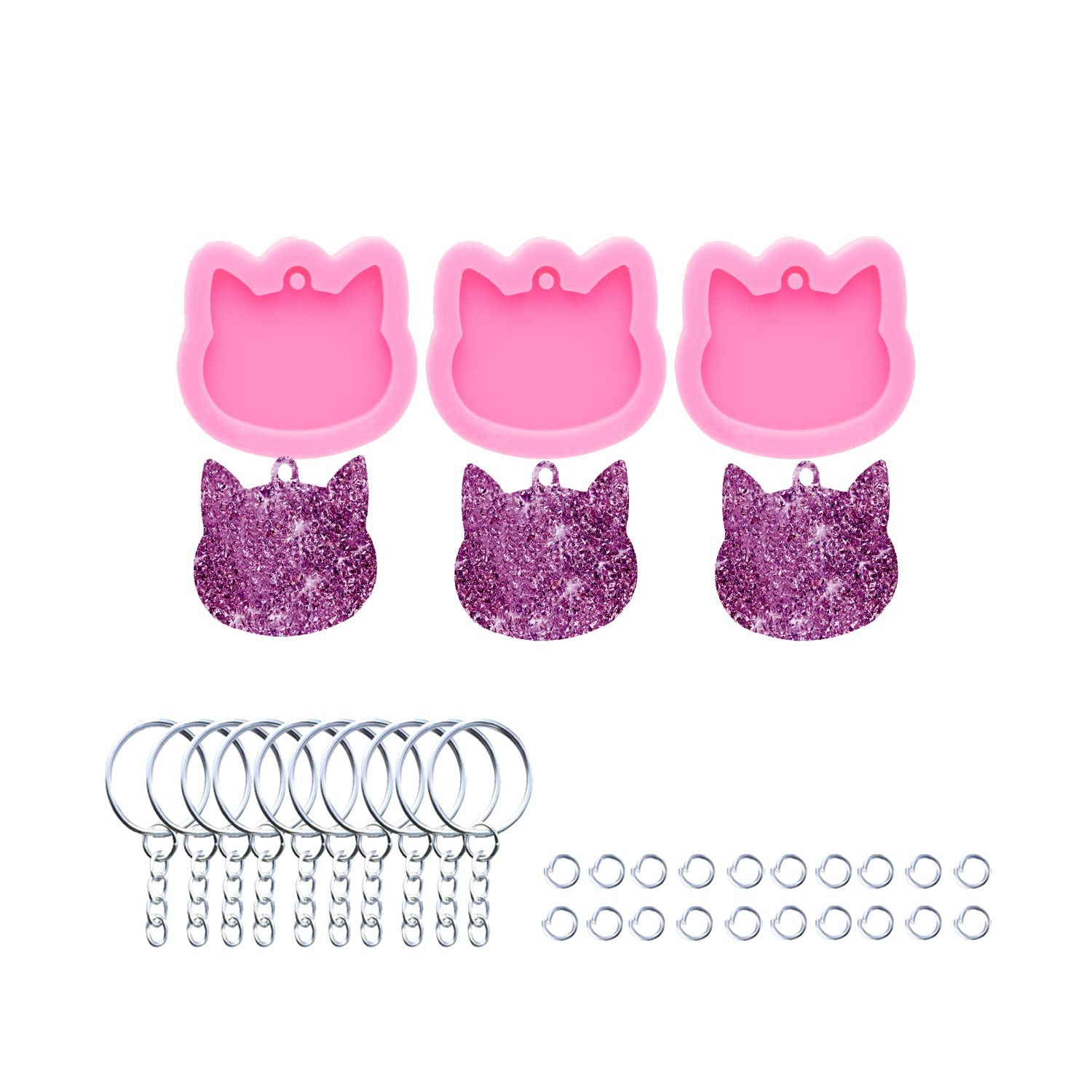 Amazon.com: AMZTOART 3pc Shiny Pet Cat Tag Mini Cat Head Resin Silicone ...