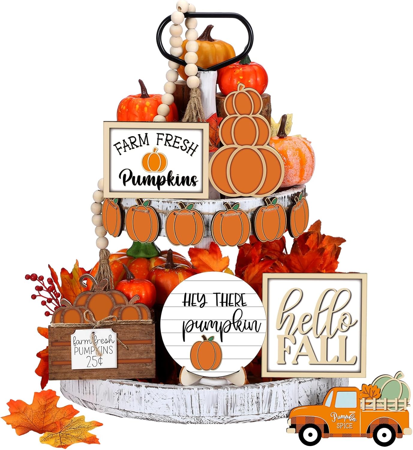 Amazon.com: Maitys 1 Set Fall Tiered Tray Decor Set Thanksgiving ...