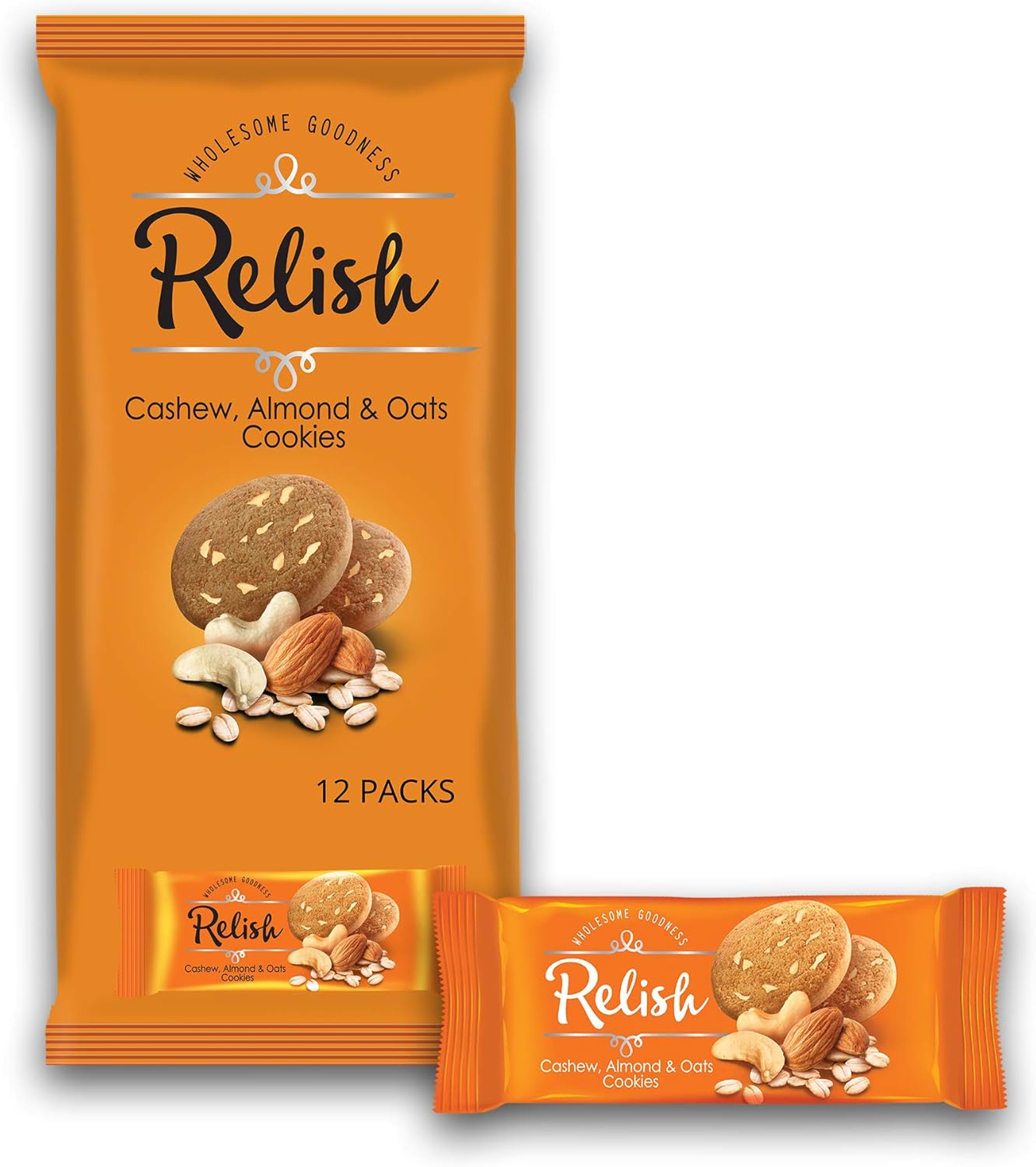 Relish, Cashew Almond & Biscuits Oats Cookies, 12 x 42g : Buy Online at ...