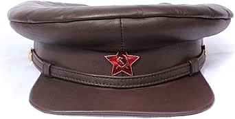 Vintage Brown Soviet Visor Cap, Kommisarka Type, Red Army Officer Hat ...