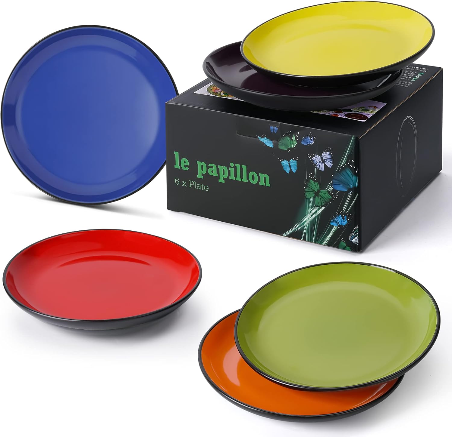 MIAMIO – Teller Set 6 Personen Modern Bunt/Speiseteller Set aus ...