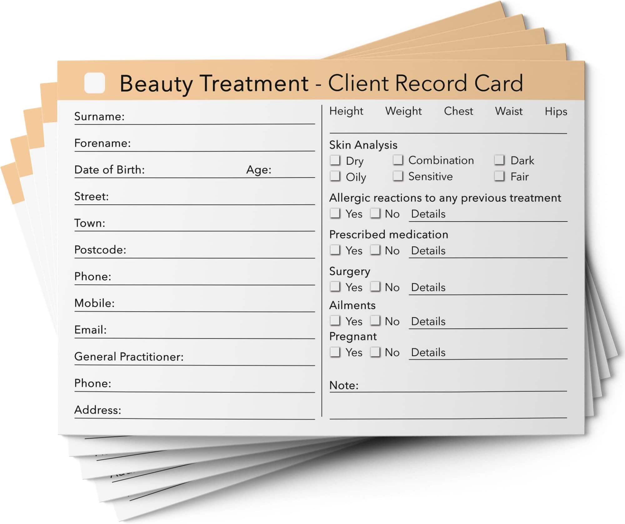 Manicure/Pedicure Client Cards A6 Size - Salon and Therapist Customer ...