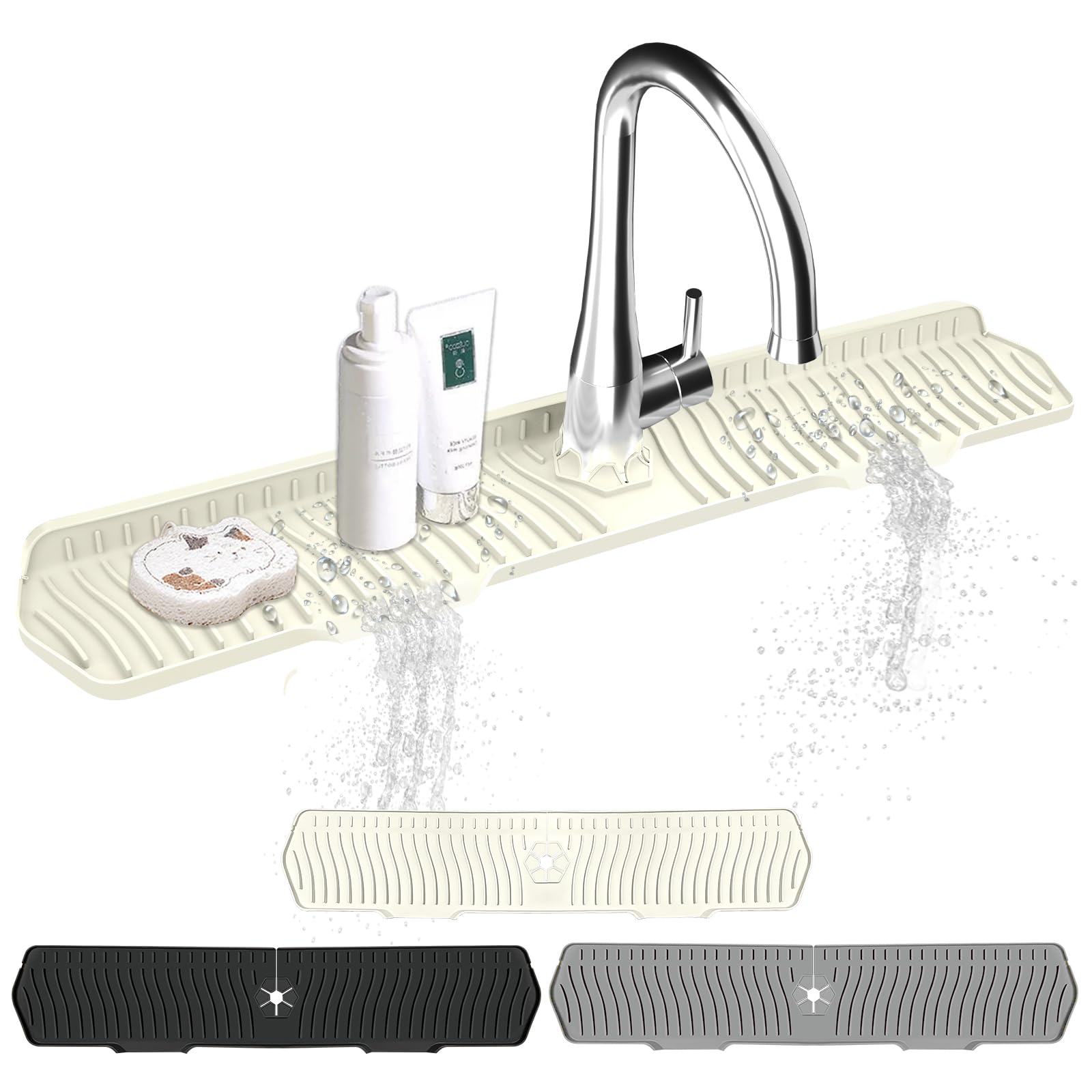 Amazon.com: Kitchen Sink Splash Guard Gen2-30" x 6'' Silicone Sink Mat ...