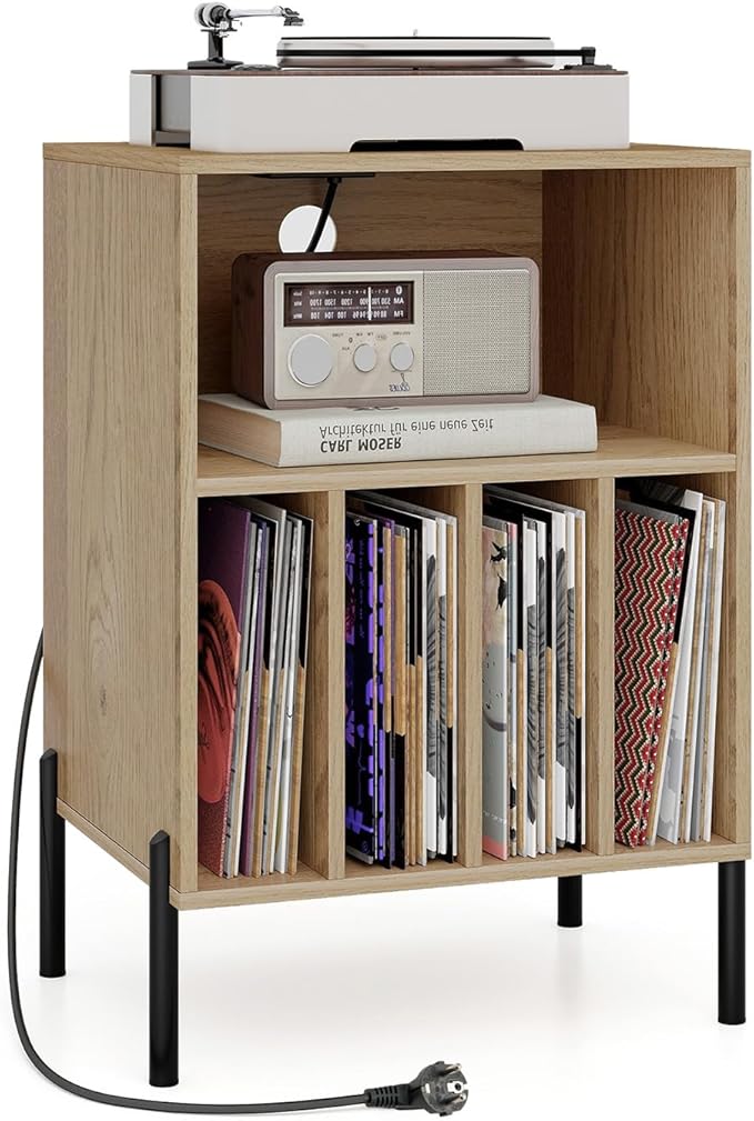 KOMFOTTEU Meuble Platine Vinyle avec Station de Charge, Support de ...